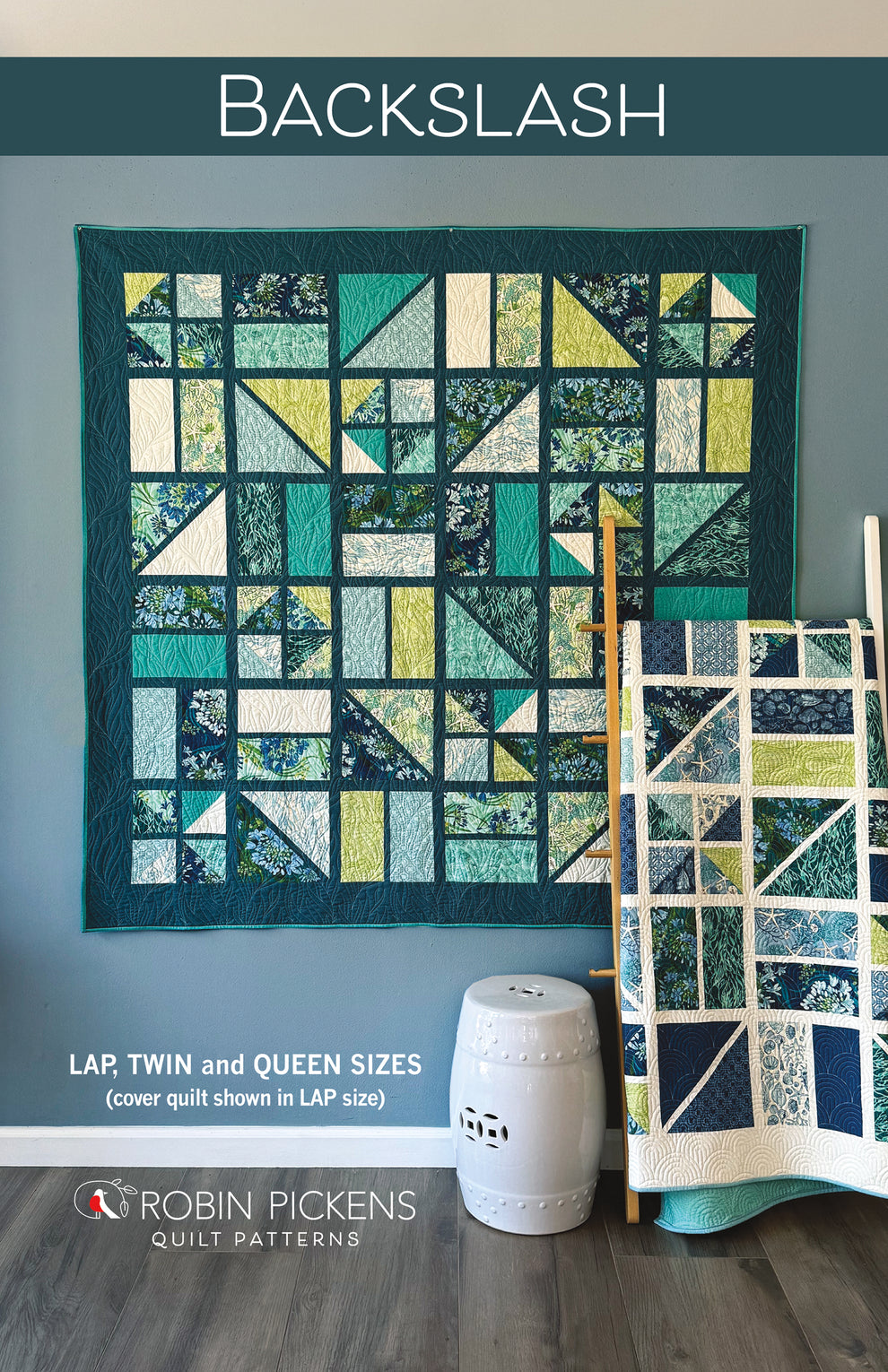 BACKSLASH Digital PDF Quilt Pattern by Robin Pickens. Geometric Lap, T