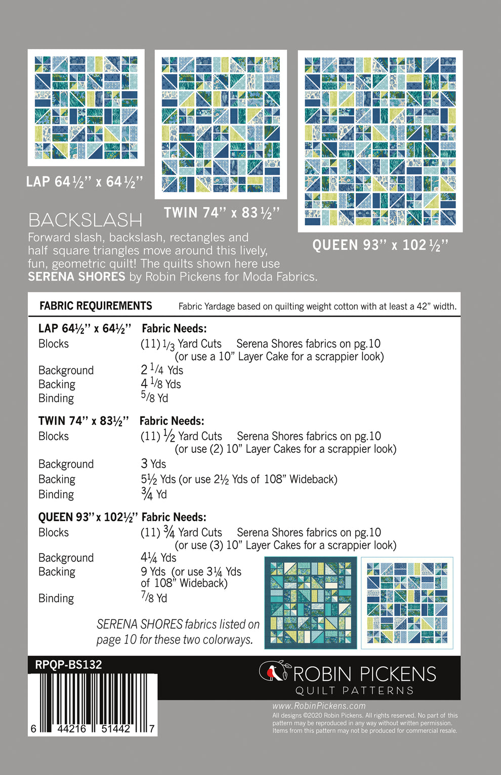 BACKSLASH Digital PDF Quilt Pattern by Robin Pickens. Geometric Lap, T