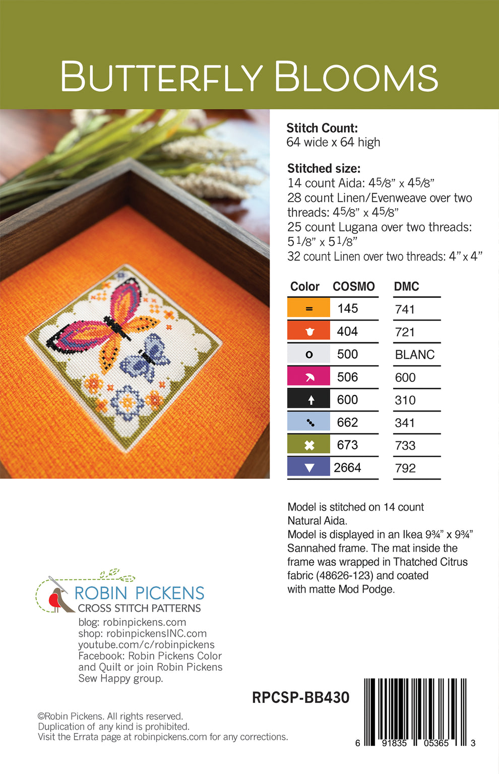 Butterfly Blooms, printed pattern – Robin Pickens