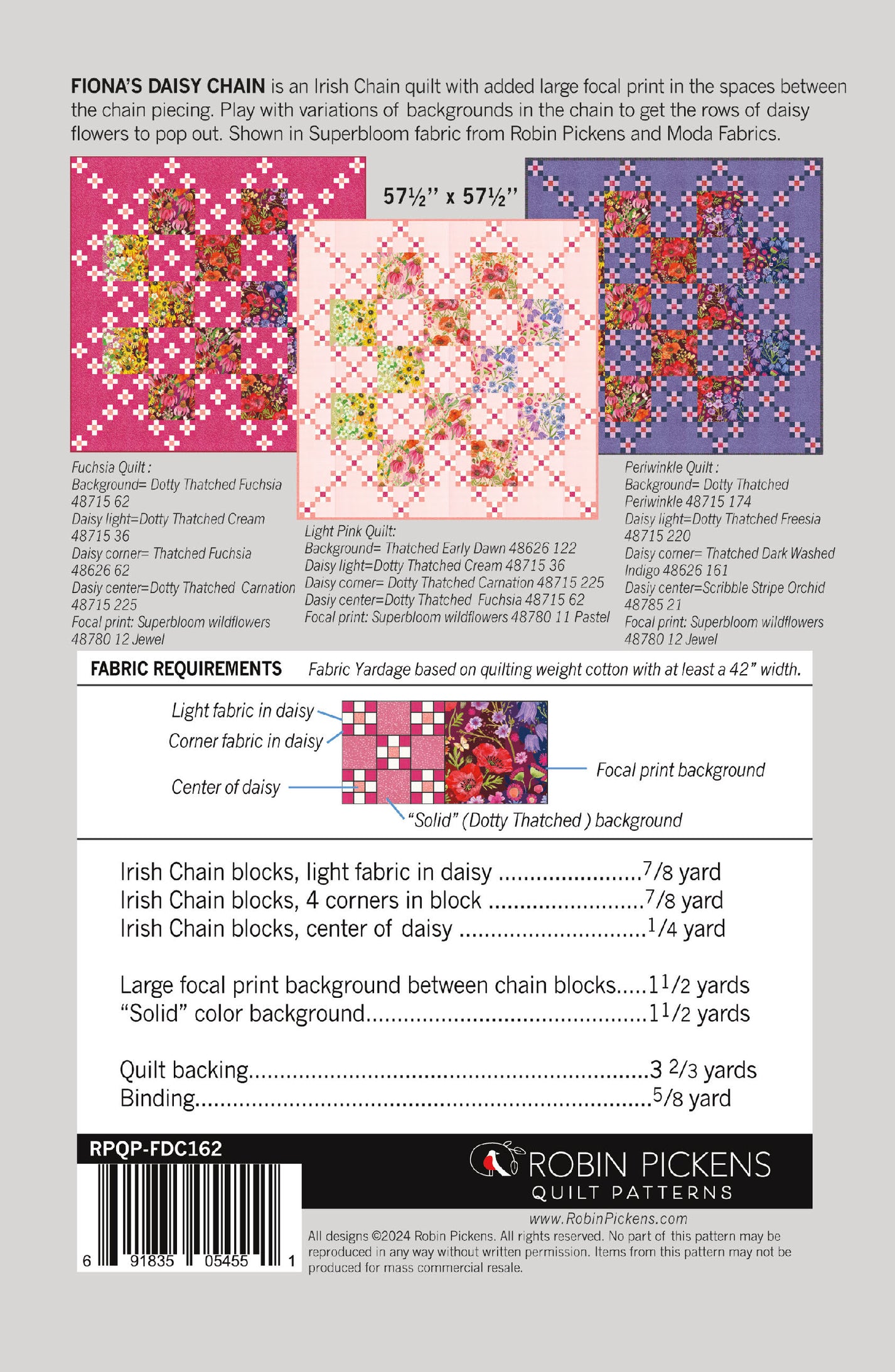 Fiona's Daisy Chain digital PDF pattern – Robin Pickens