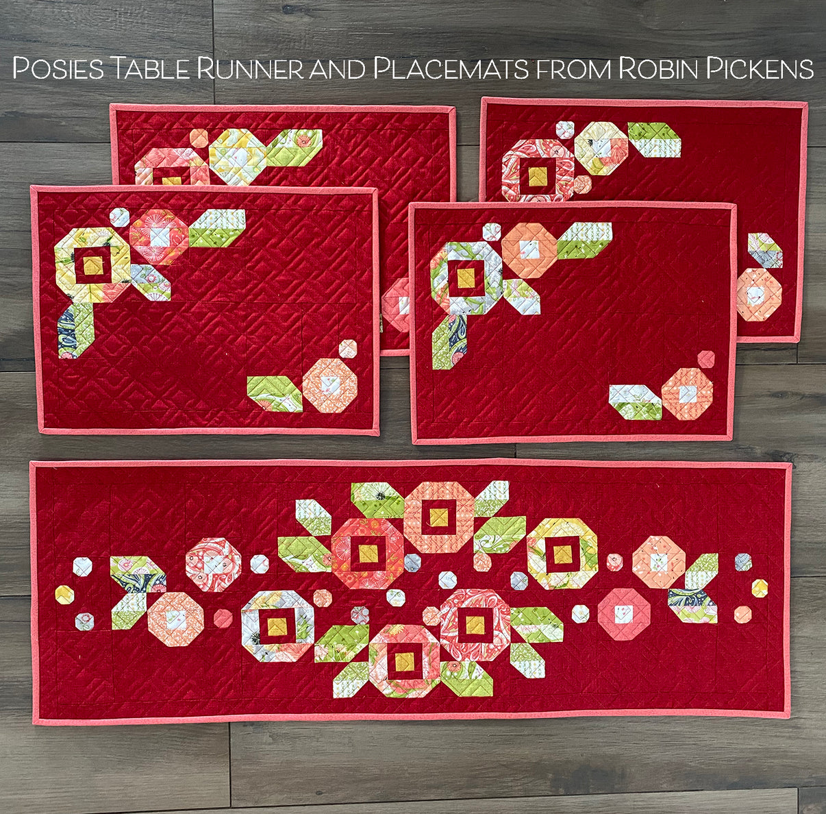 Posies Table Runner and Placemats, printed pattern – Robin Pickens