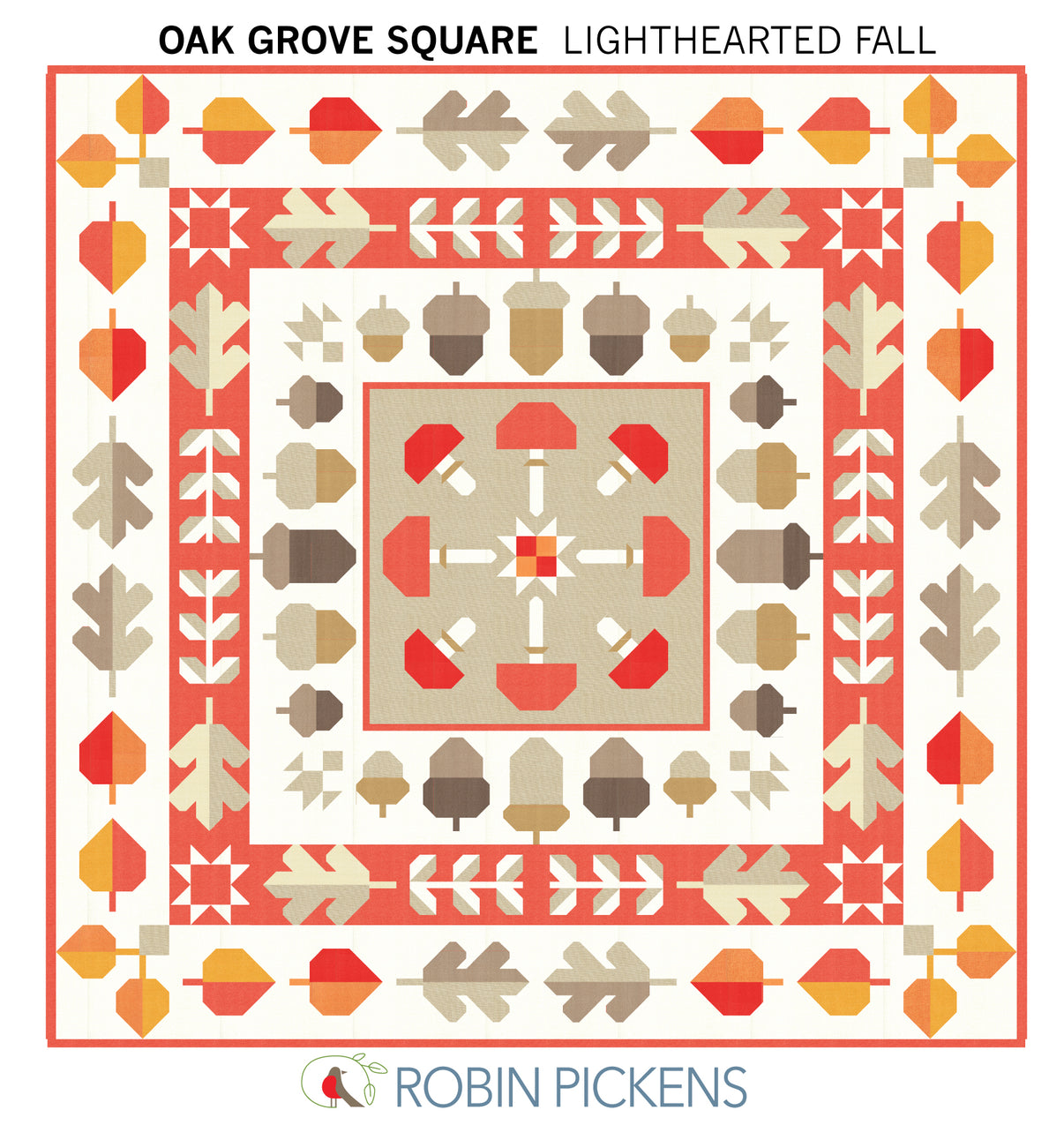 A Quilt KIT of Oak Grove Square in Thatched- LIGHTHEARTED FALL colorwa ...