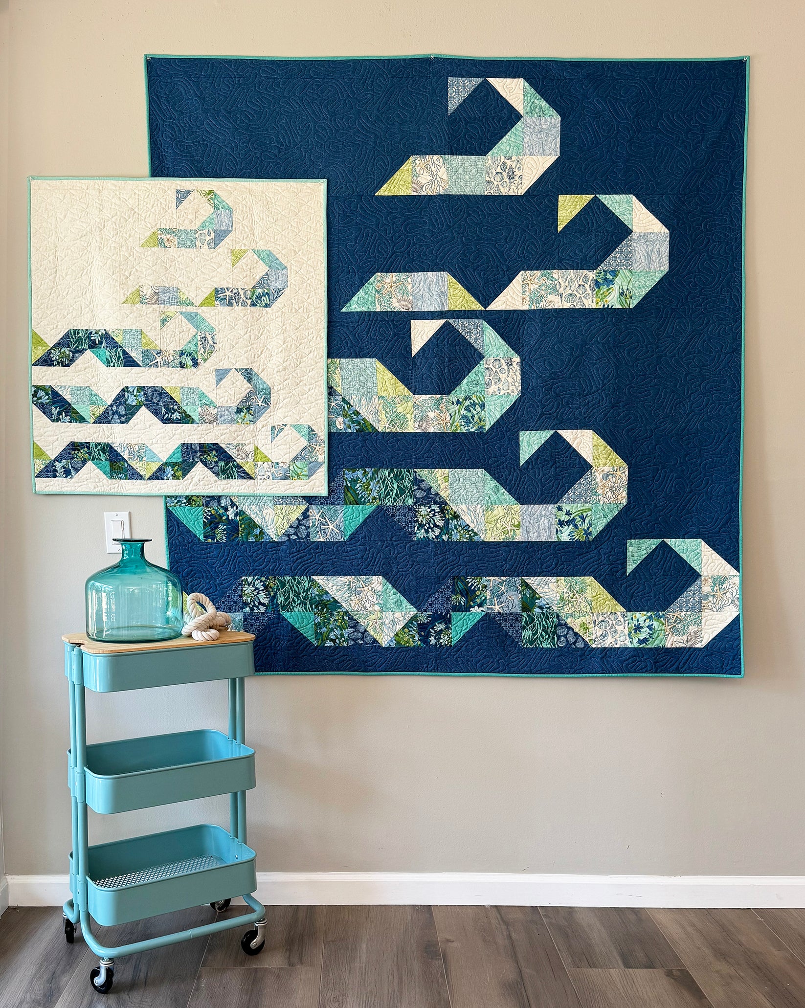 SURF WAVE digital PDF quilt pattern, Large 64 x 66" or Small 32 x 33 ...