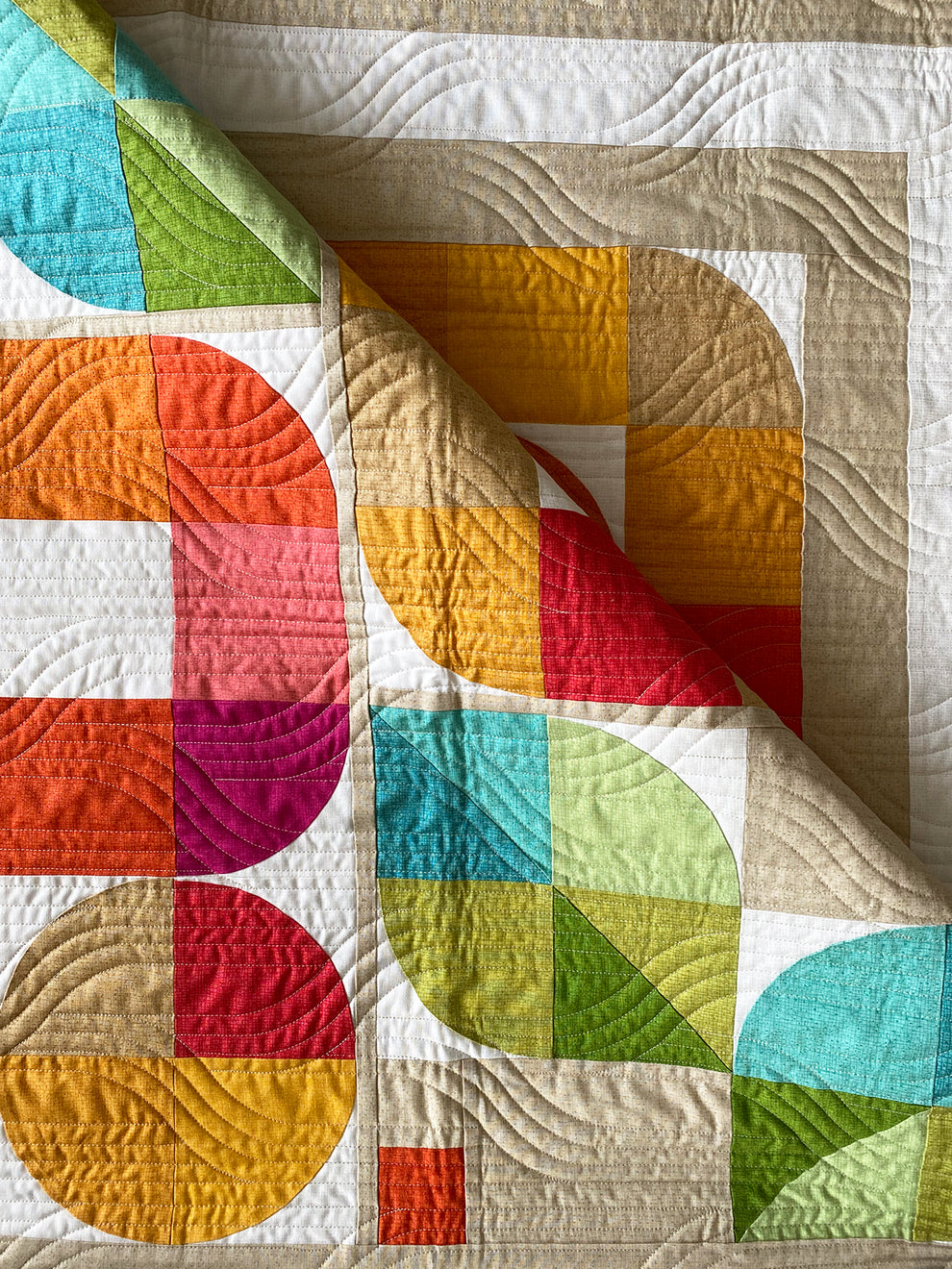 A QUILT KIT of MOD FLOWER BOX in Thatched California Sunshine palette ...