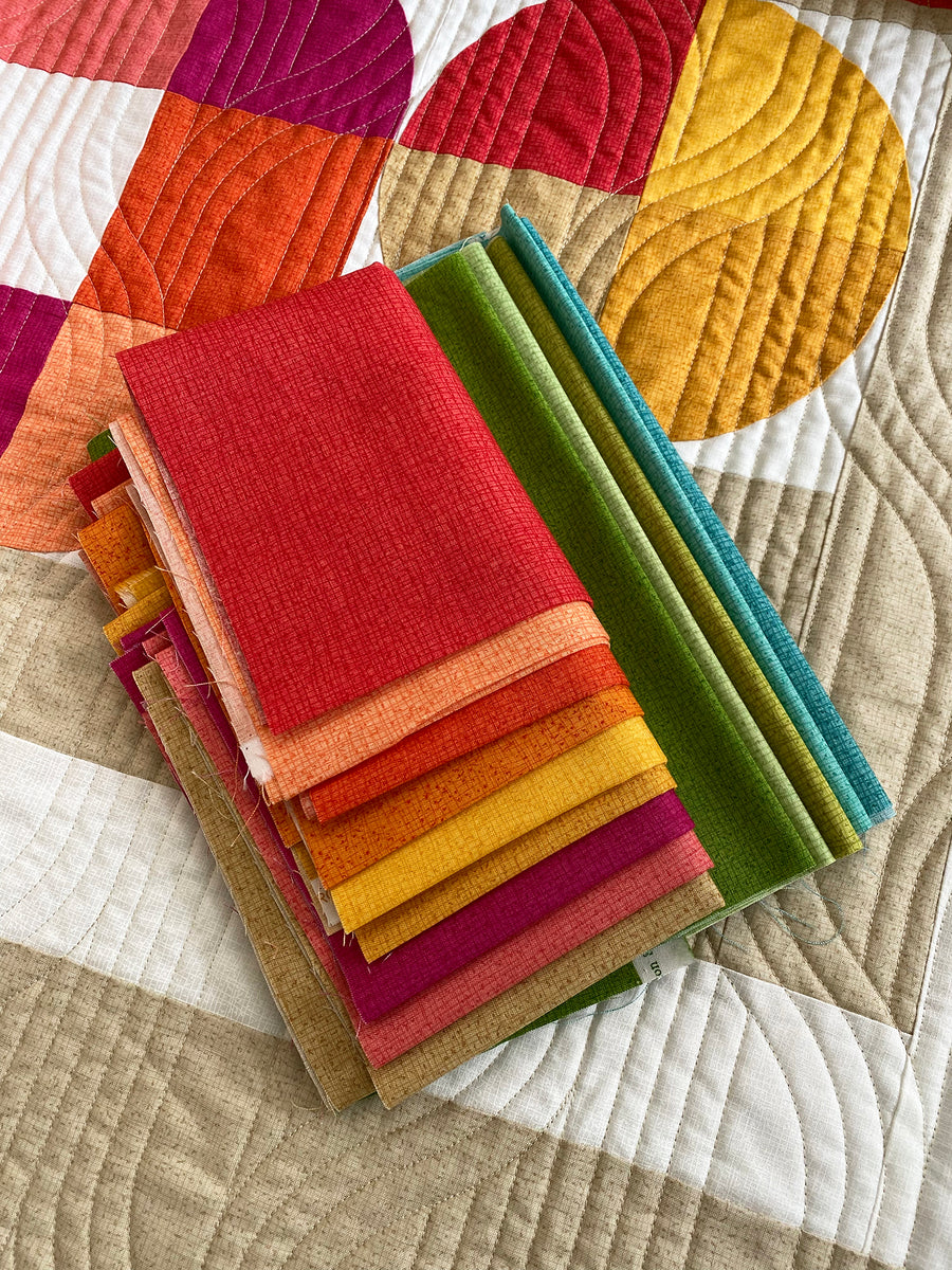 A QUILT KIT of MOD FLOWER BOX in Thatched California Sunshine palette ...