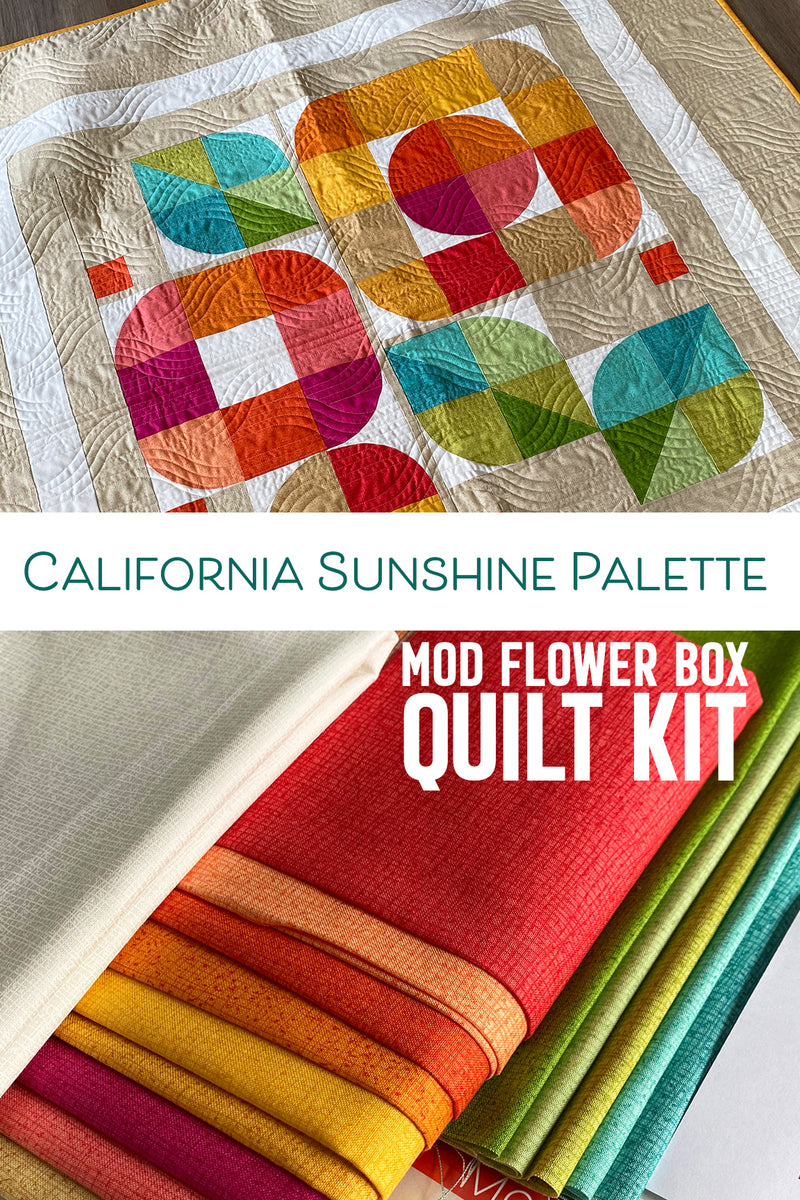 A QUILT KIT of MOD FLOWER BOX in Thatched California Sunshine palette ...
